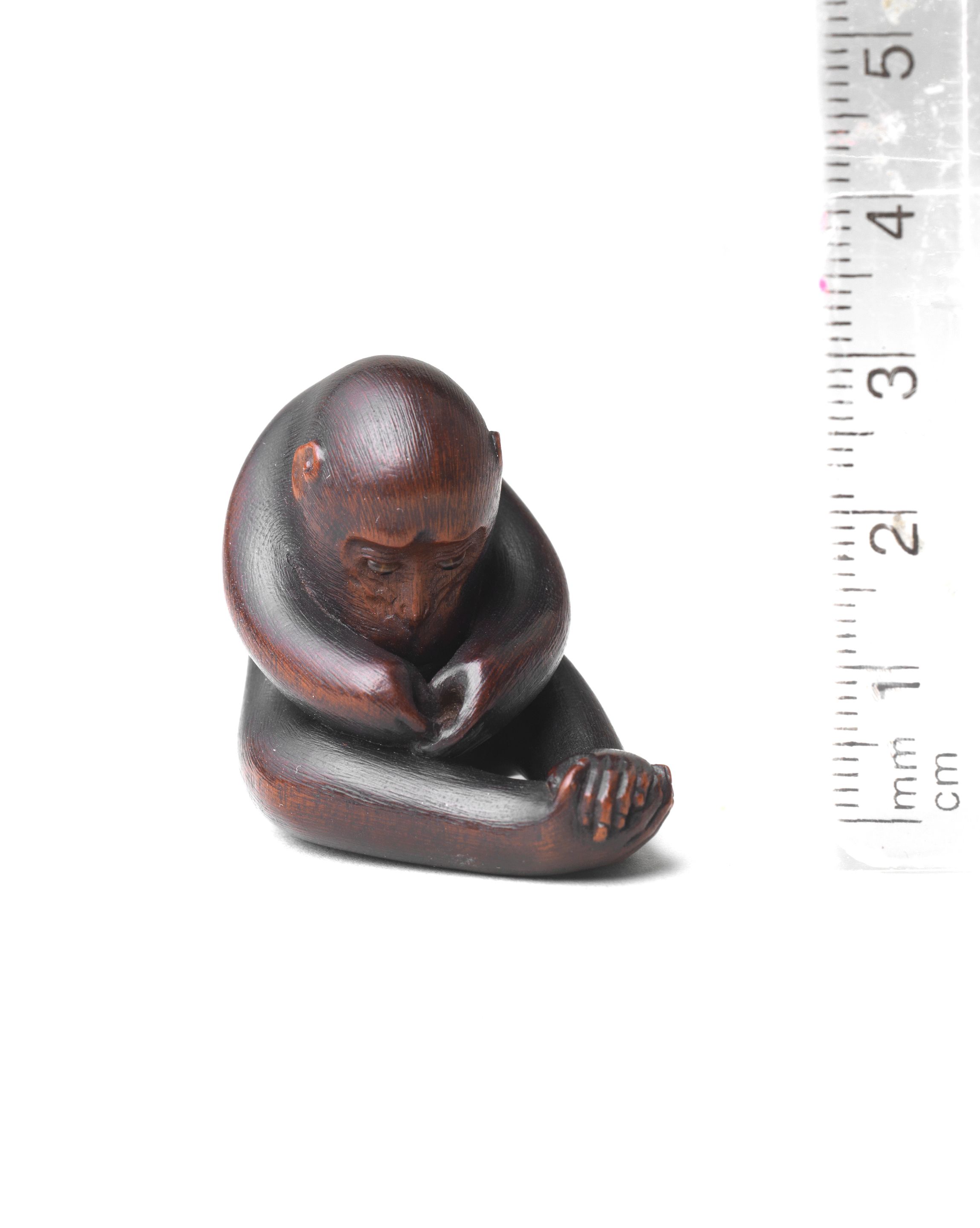 Bonhams : A wood netsuke of a monkey By Ikkan (1817-1893), Nagoya, mid ...