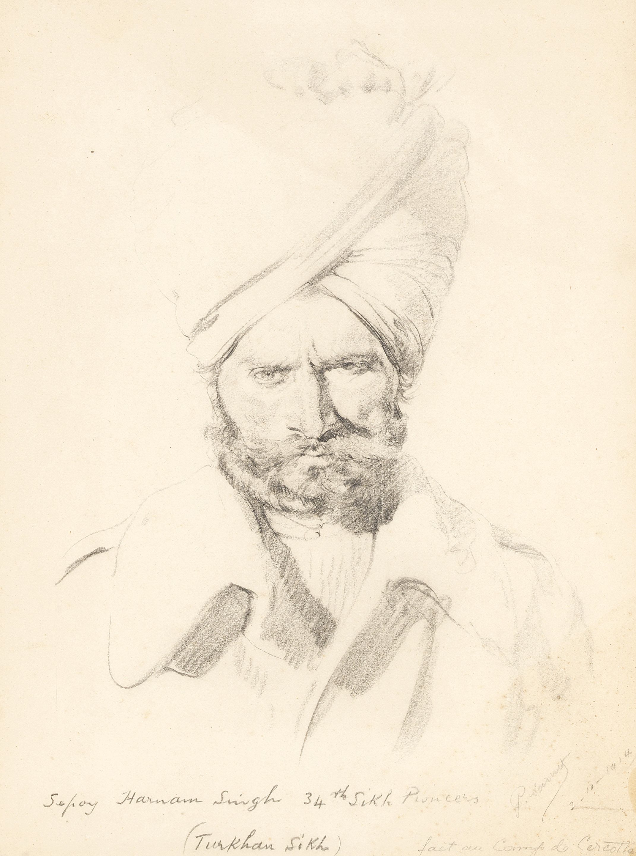 Sepoy Harnam Singh, 34th Sikh Pioneers, by Paul Sarrut (1882-1969 ...
