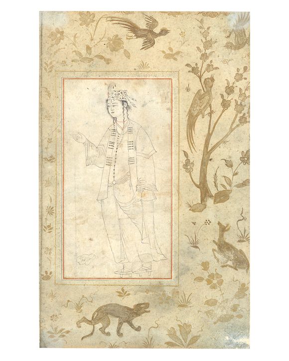 Bonhams : A standing youth, holding a wine cup, signed by Muhammad ...