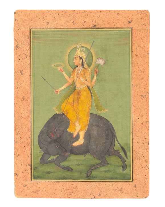 Bonhams : Durga slaying the buffalo demon, Mahashisura Mughal, 18th Century