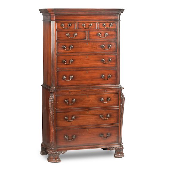 Bonhams : A Georges III style mahogany chest on chestPossibly made by ...