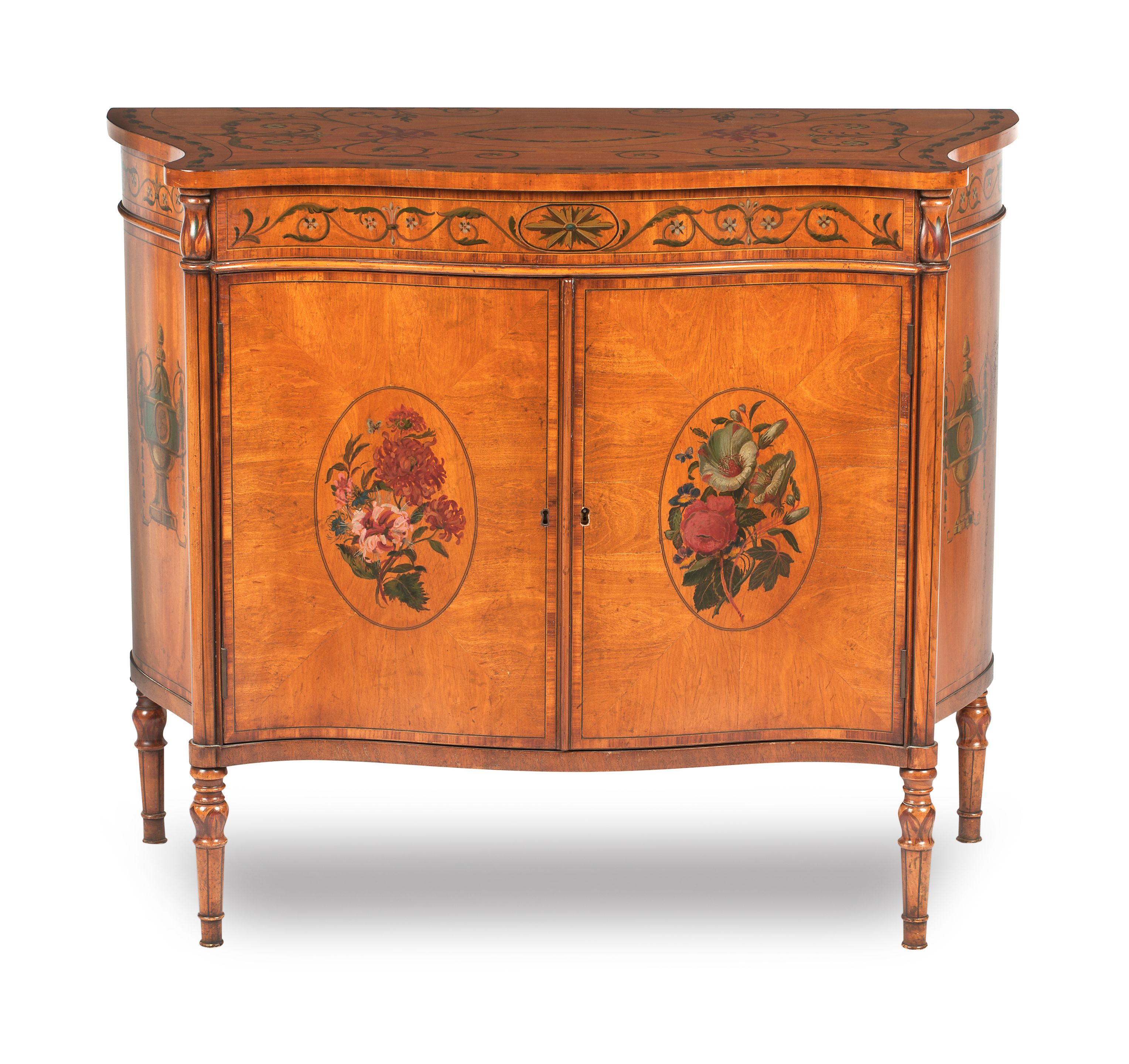 Bonhams : A 20th century satinwood, crossbanded and painted Sheraton ...