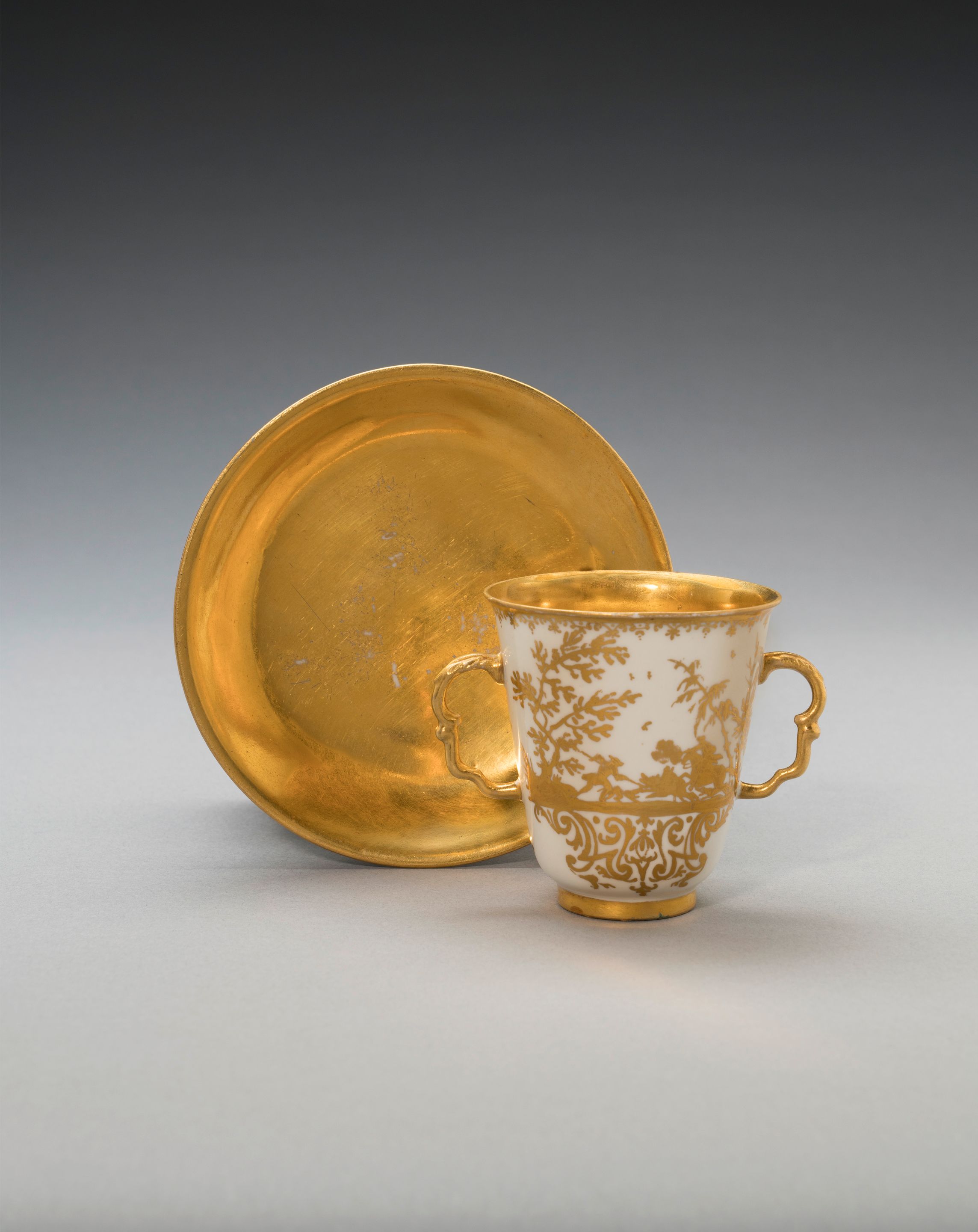 Bonhams : A Meissen Hausmaler double-handled beaker and saucer, circa ...