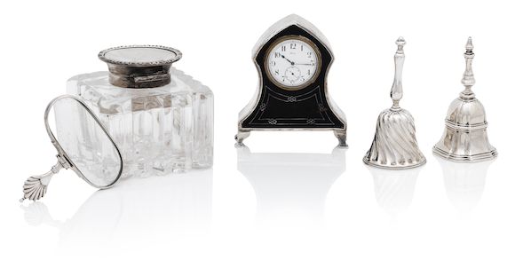 Bonhams : An early 20th century silver-mounted glass inkwell and two ...