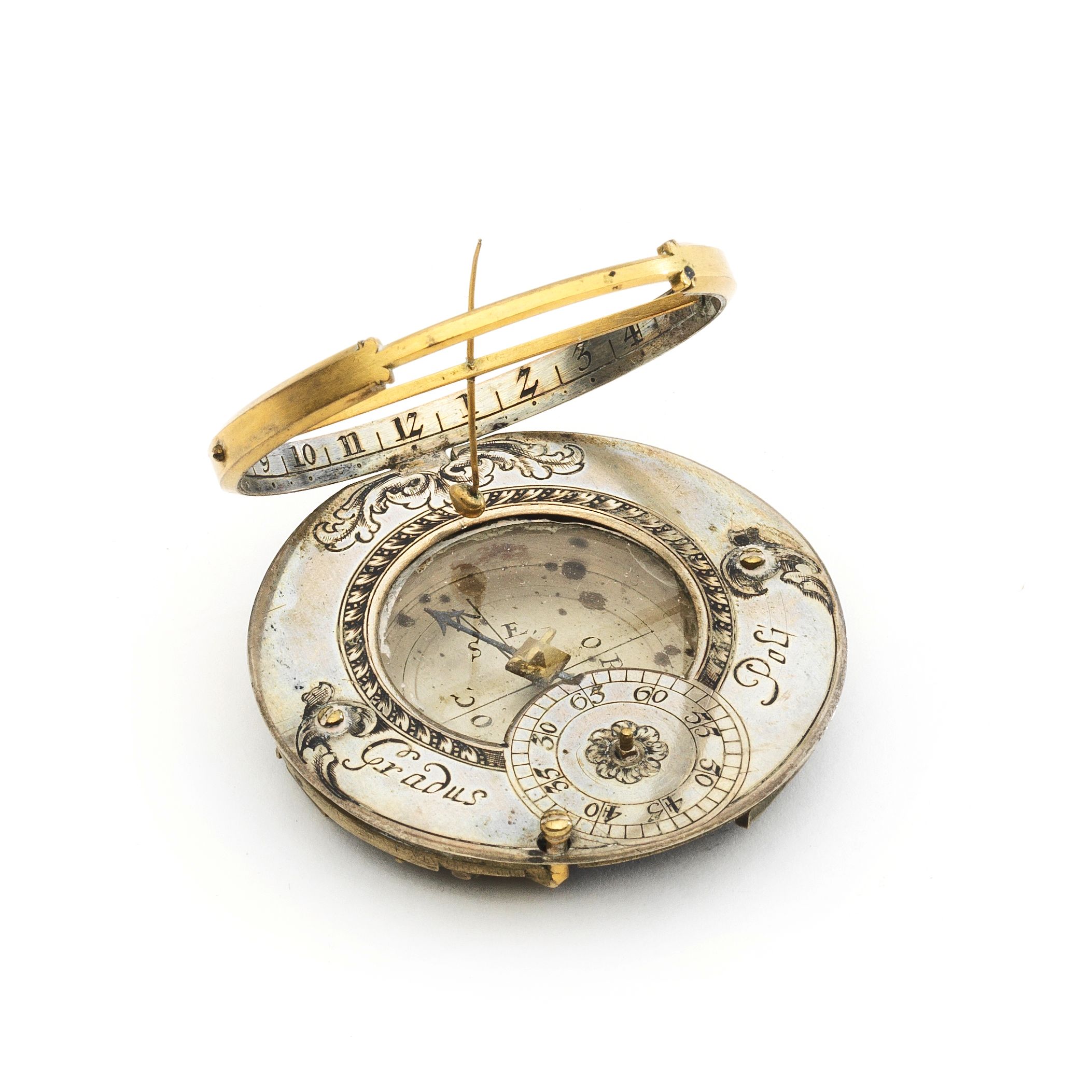 Bonhams : A silvered and gilt brass mechanical equinoctial dial, German ...
