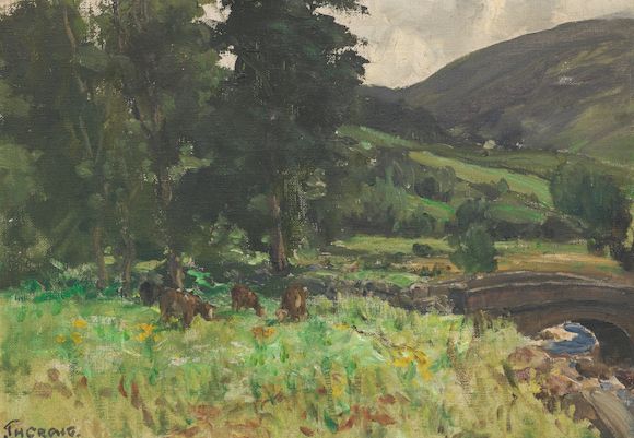 Bonhams : James Humbert Craig (Irish, 1878-1944) Cattle grazing, summertime
