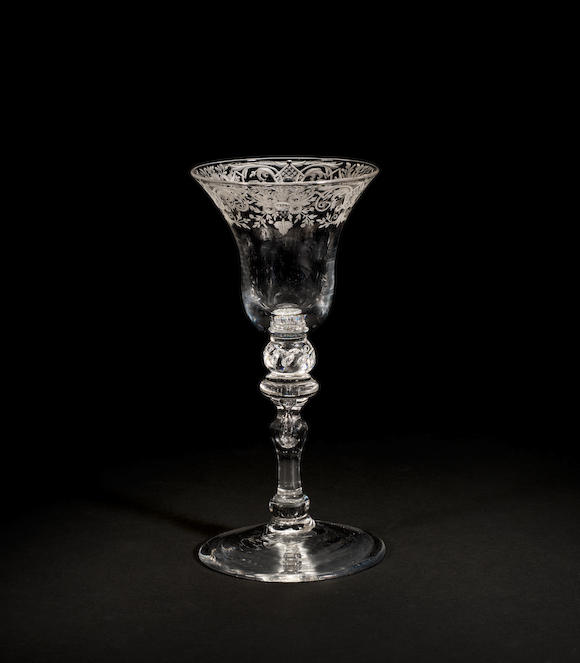 Bonhams An Engraved Light Baluster Wine Glass Circa 1750