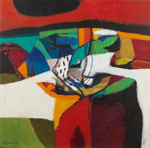Bonhams : Dia Azzawi (Iraq, born 1939) Red Landscape No.1