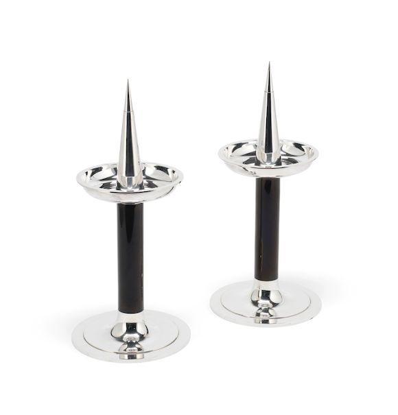 Bonhams : GERALD BENNEY: a rare pair of silver and enamelled ...
