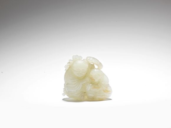 Bonhams : A white jade 'He-He twins' group 18th century