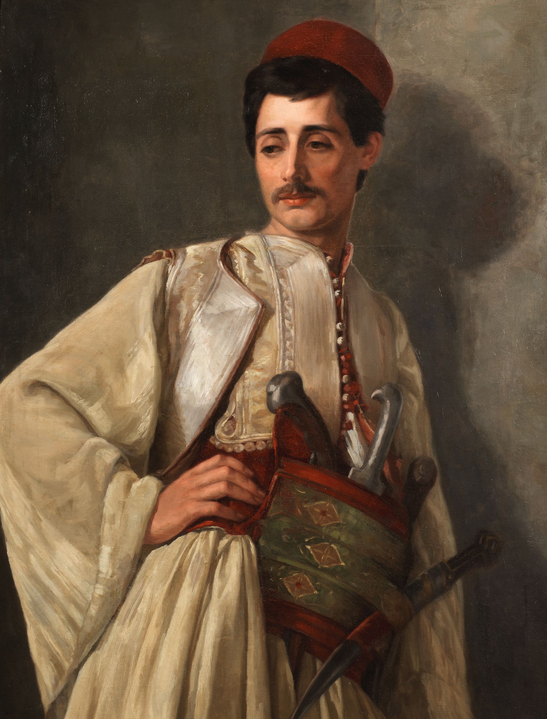 Bonhams : Continental School, 19th Century Young Balkan soldier 101 x ...