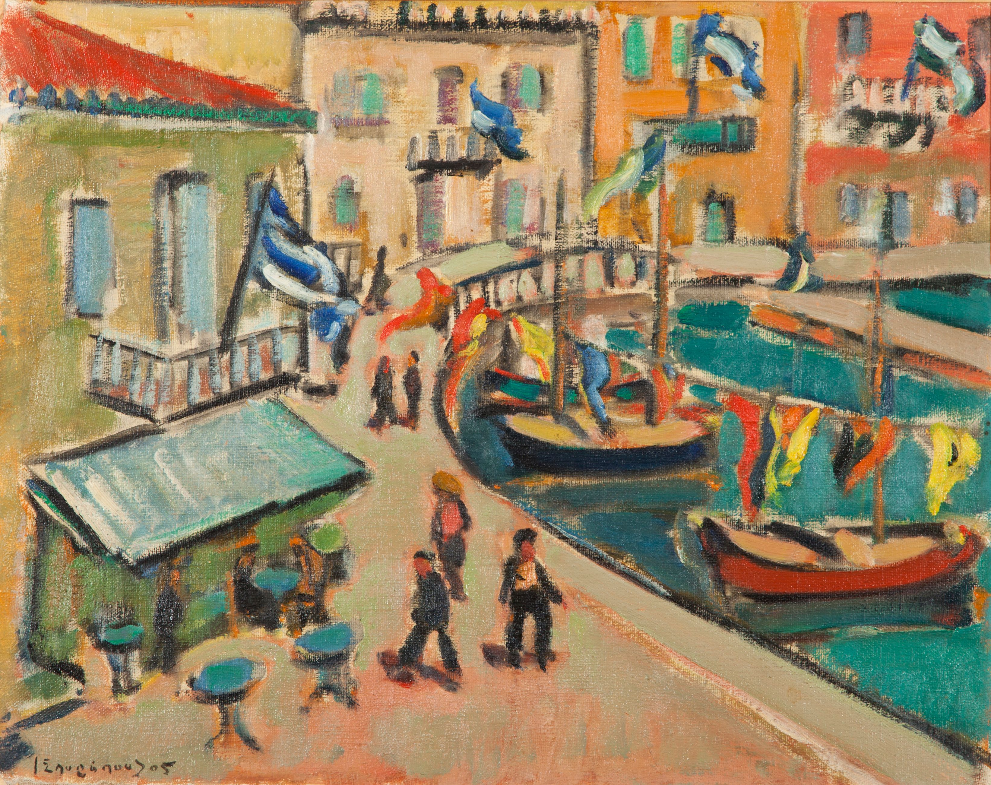 Bonhams : Yiannis Spyropoulos (Greek, 1912-1990) Harbor, Hydra 38 x 47 ...