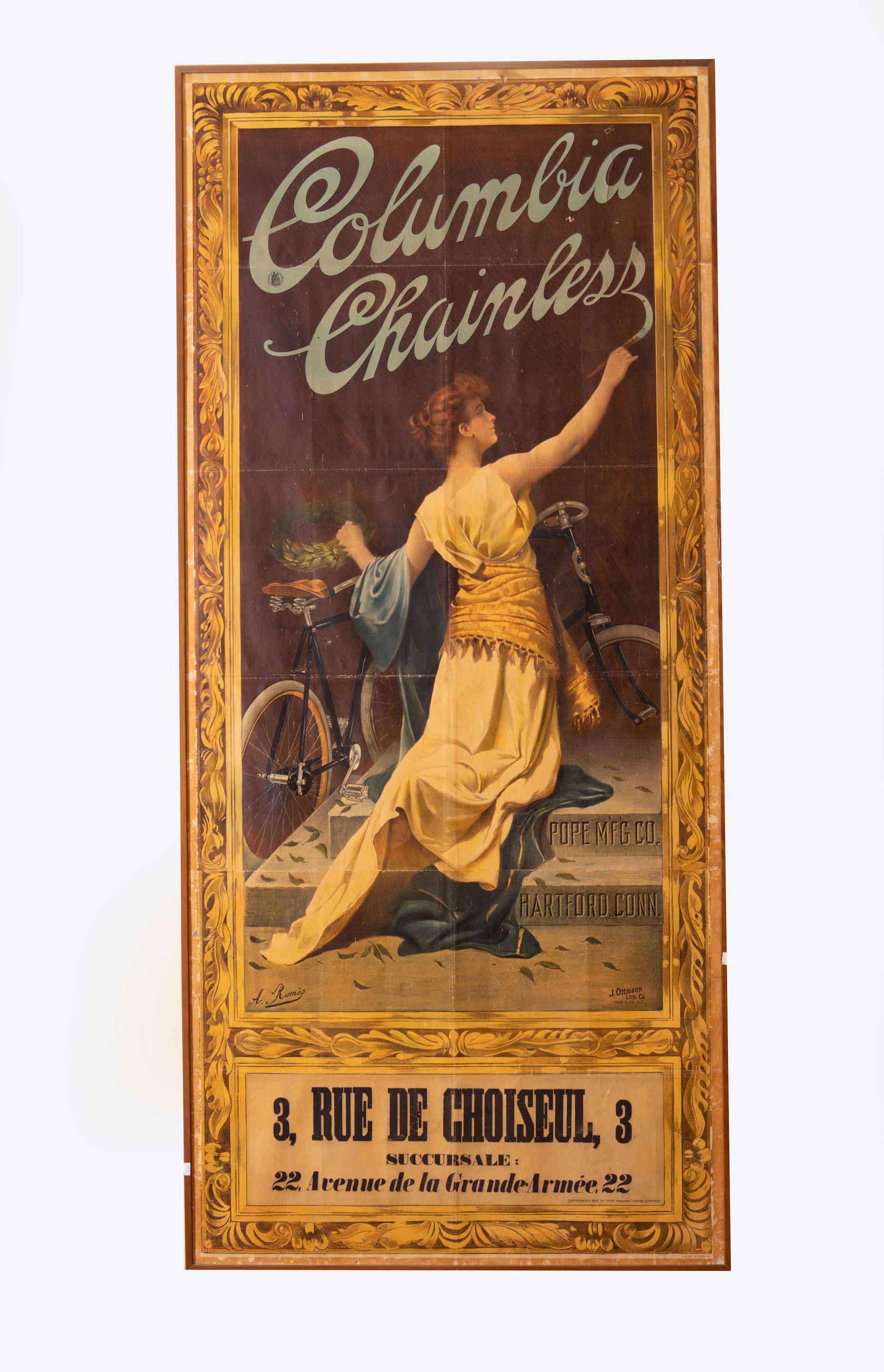 Bonhams Cars : A mounted and framed advertising poster