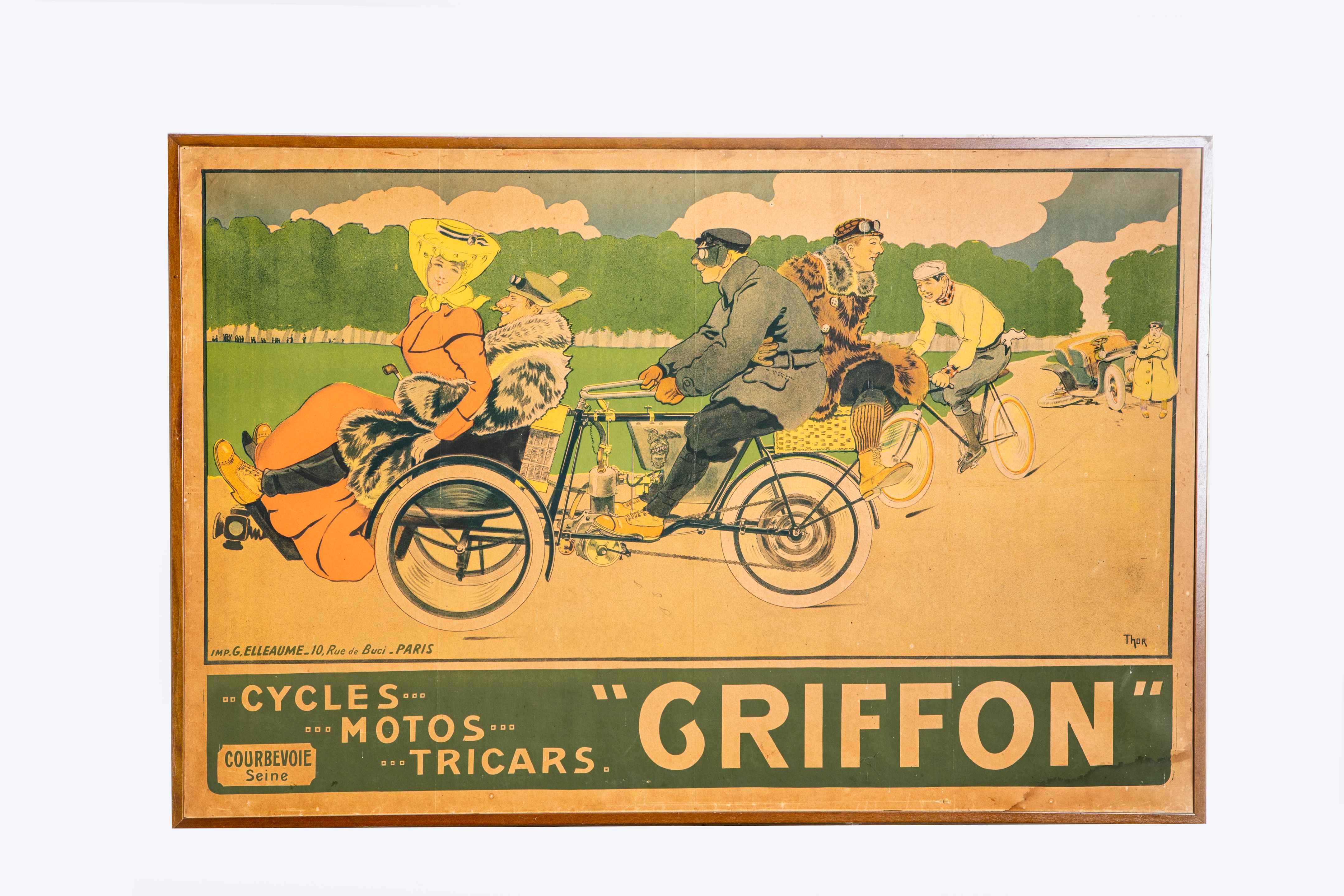 Bonhams Cars : An advertising poster for Griffon cycles, motors and tricars