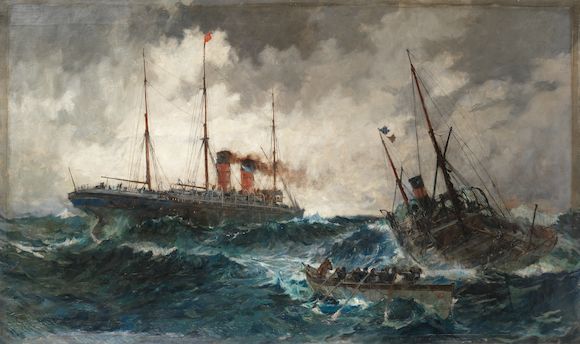 Bonhams : Charles Edward Dixon (British, 1872-1934) RMS Etruria ...