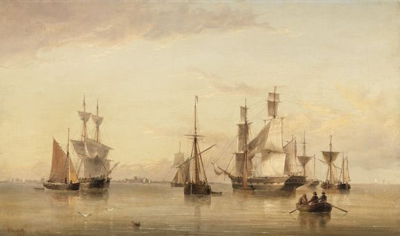 Bonhams : Henry Redmore (British, 1820-1887) Shipping in a calm estuary