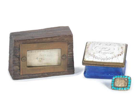 Bonhams : A plaited lock of Admiral Lord Nelson's hair, mounted in a ...