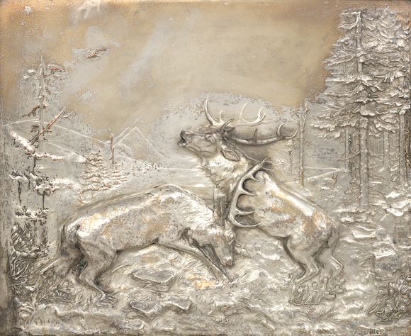 Bonhams : Fritz Diller (German, 1875-1945) Rutting Stags