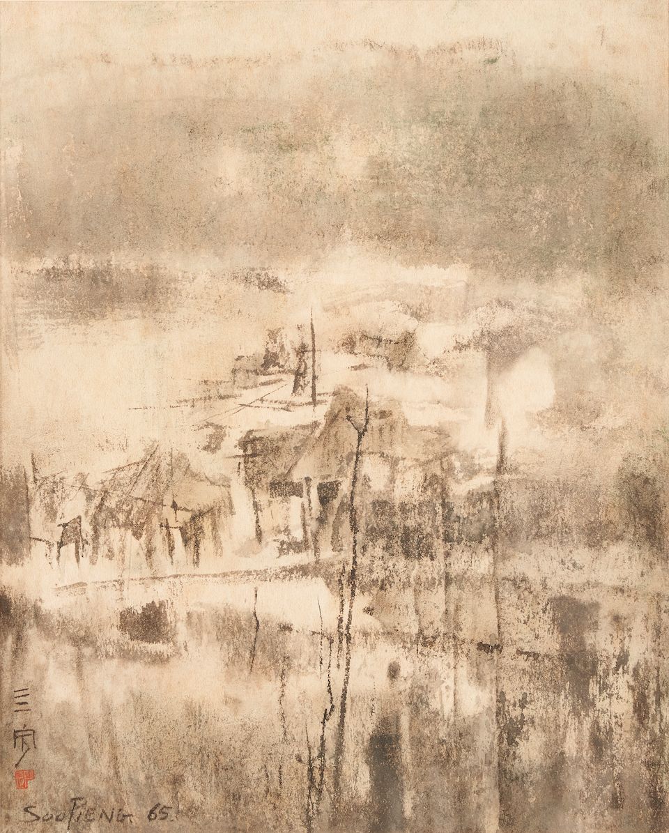Cheong Soo Pieng (1917-1983) Malay Village, 1965 | Barnebys