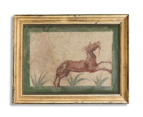 Bonhams : A Roman polychrome wall painting fragment
