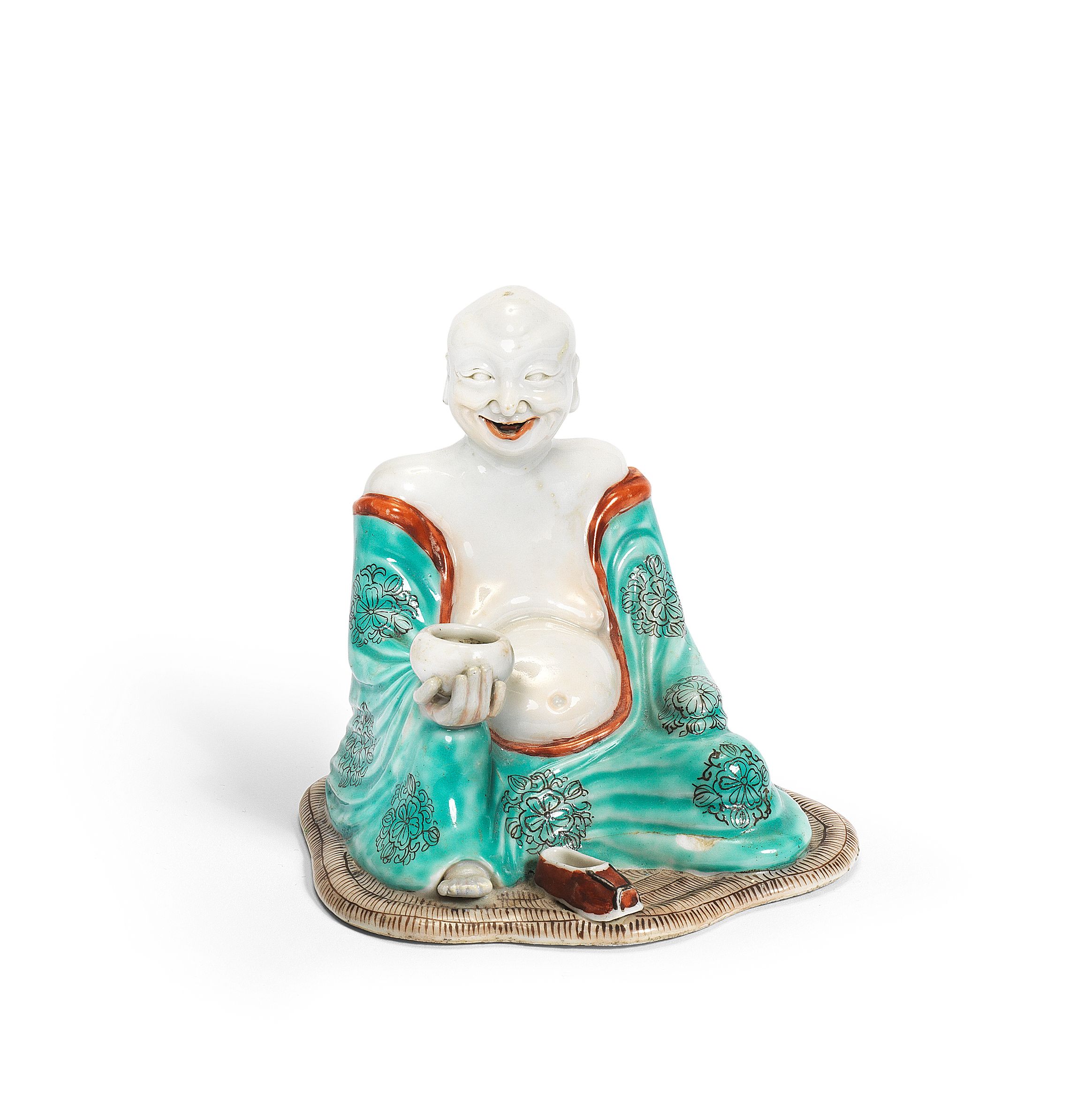 Bonhams : An unusual enamelled export figure of Budai 18th century
