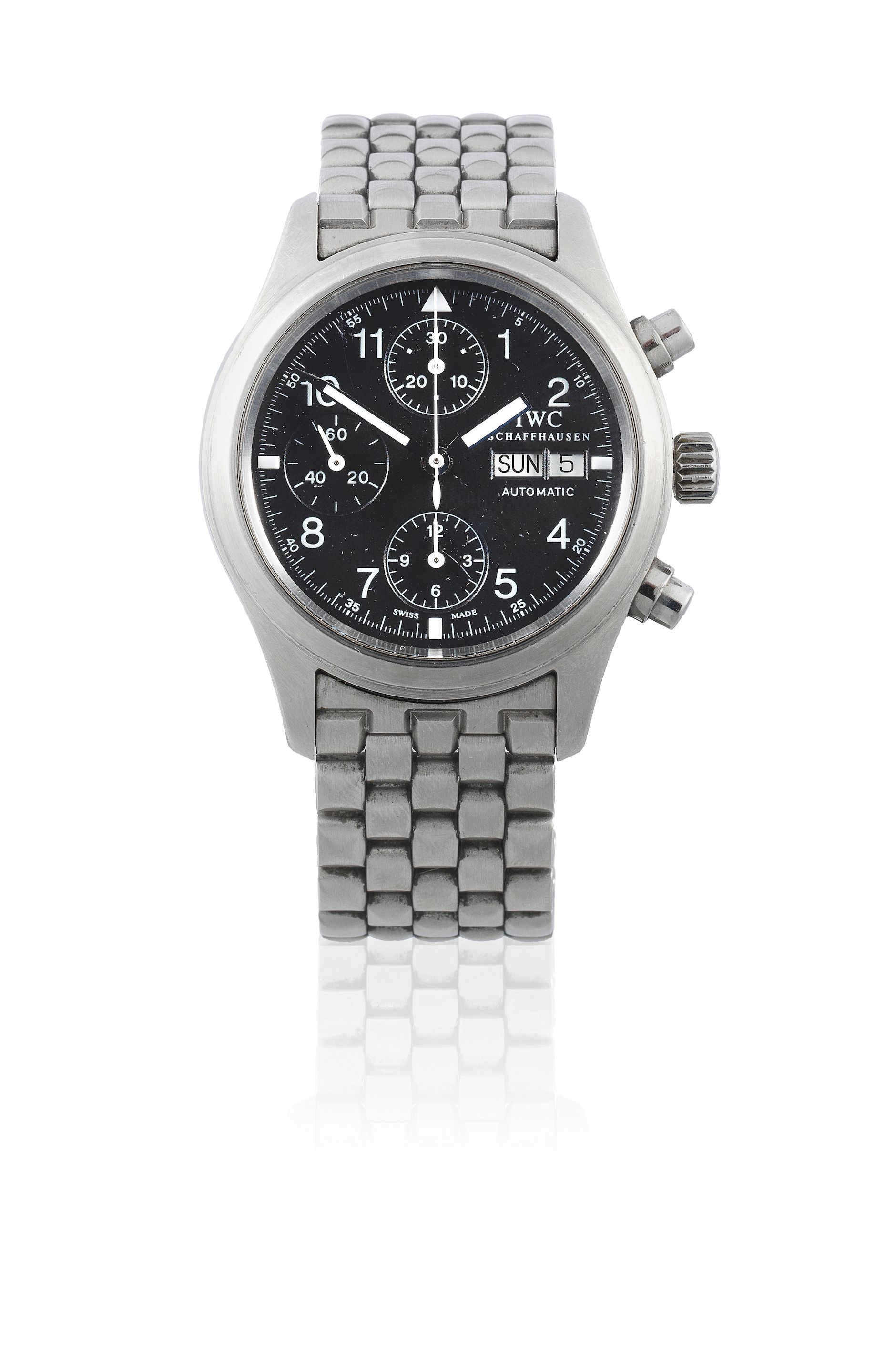 Bonhams : IWC. A stainless steel automatic calendar chronograph ...