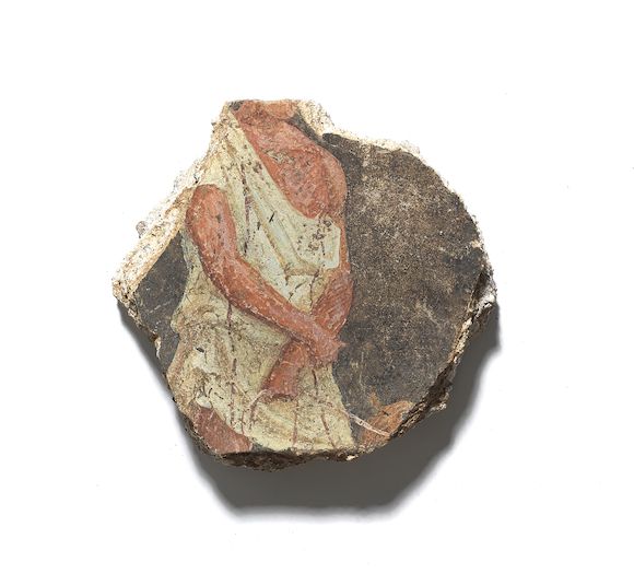 Bonhams : A Roman polychrome wall painting fragment