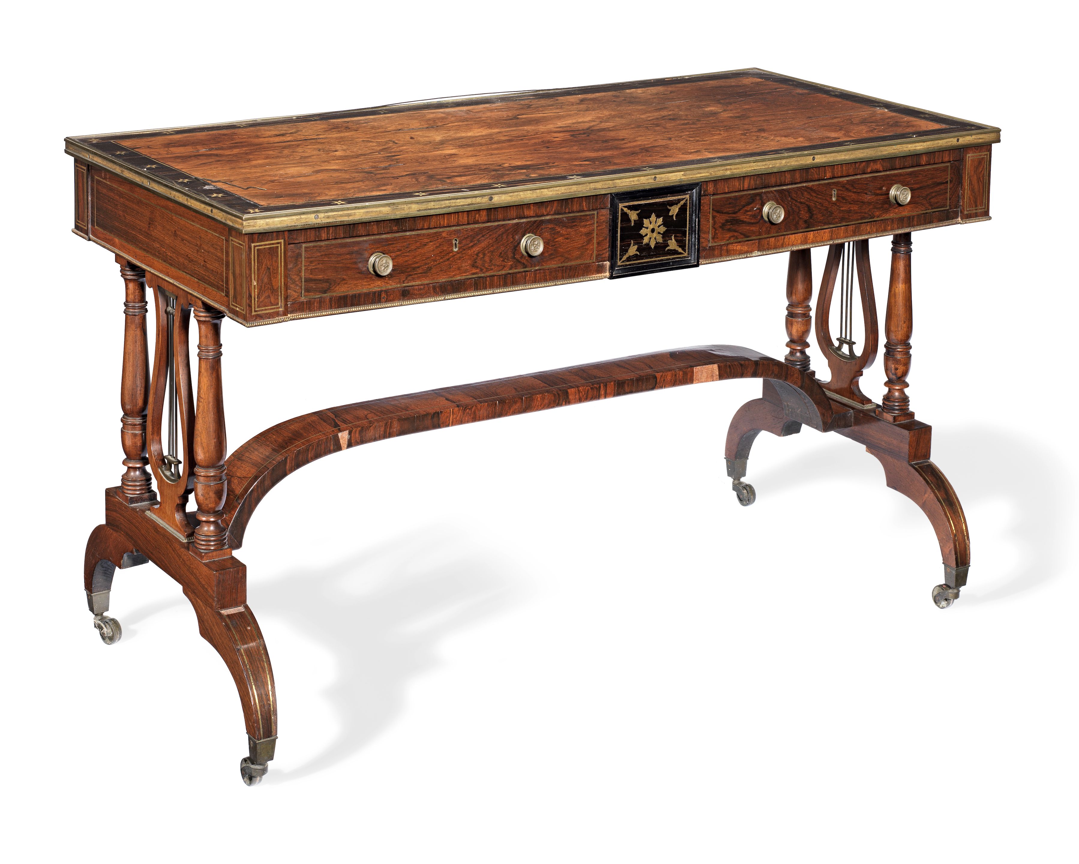Bonhams : A Regency brass inlaid rosewood and calamander banded library ...