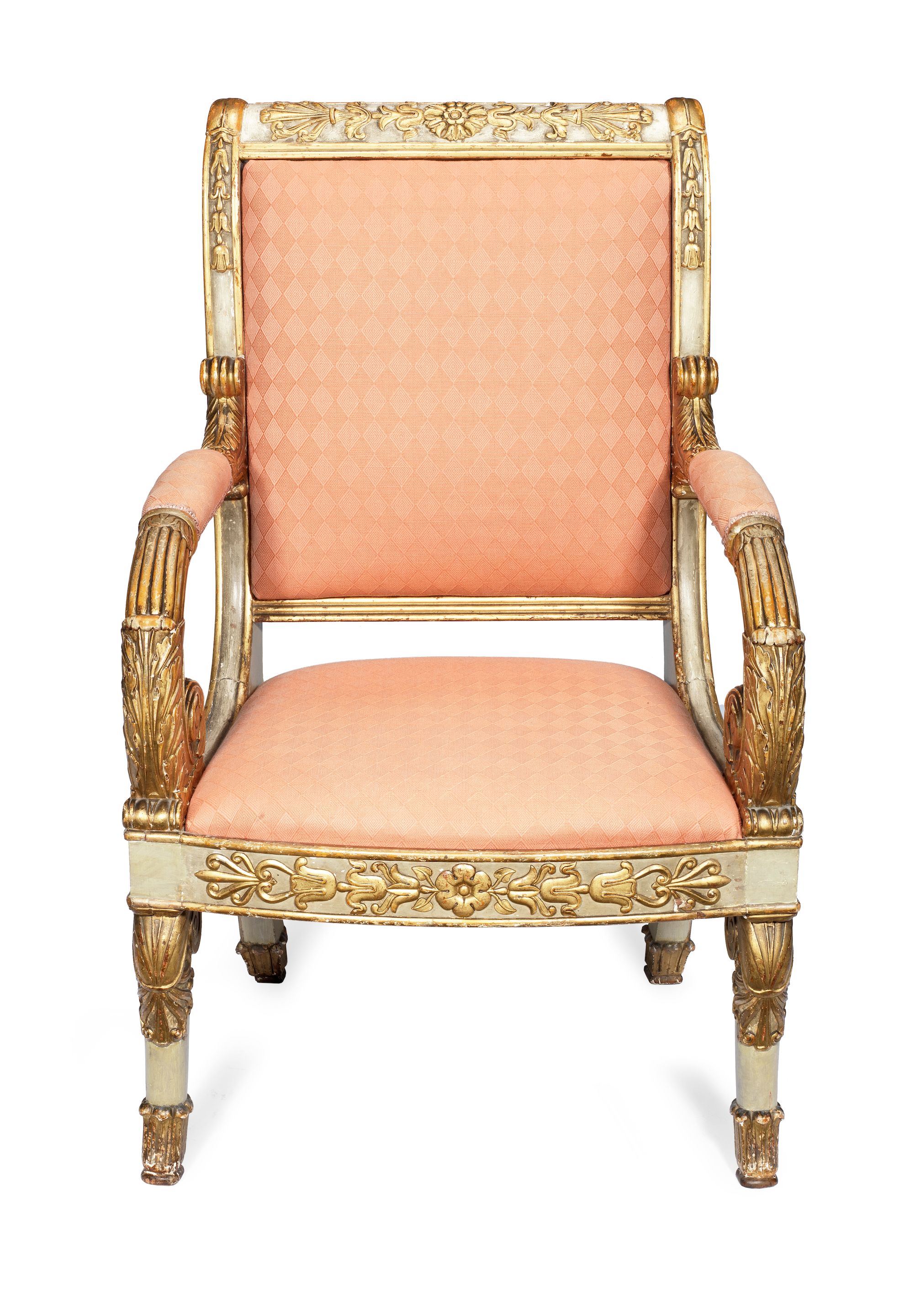 Bonhams : An Empire painted and parcel gilt fauteuil