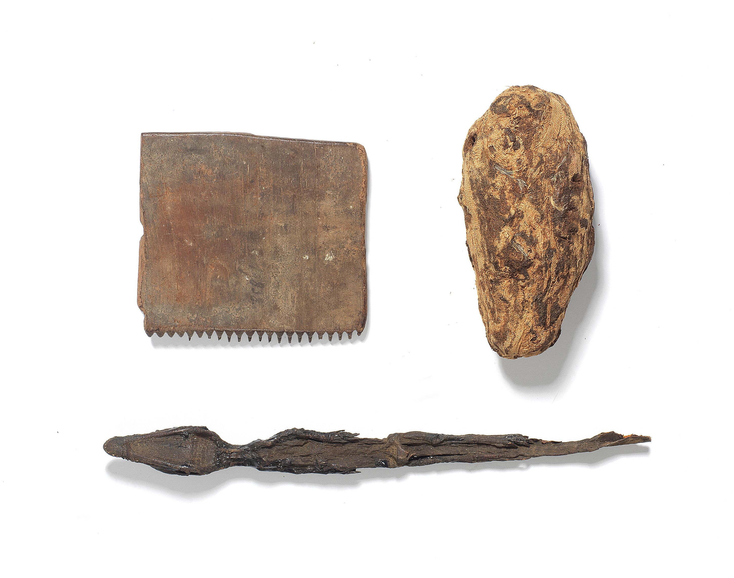 Bonhams : Two Egyptian mummified animals together with a Coptic weaver ...