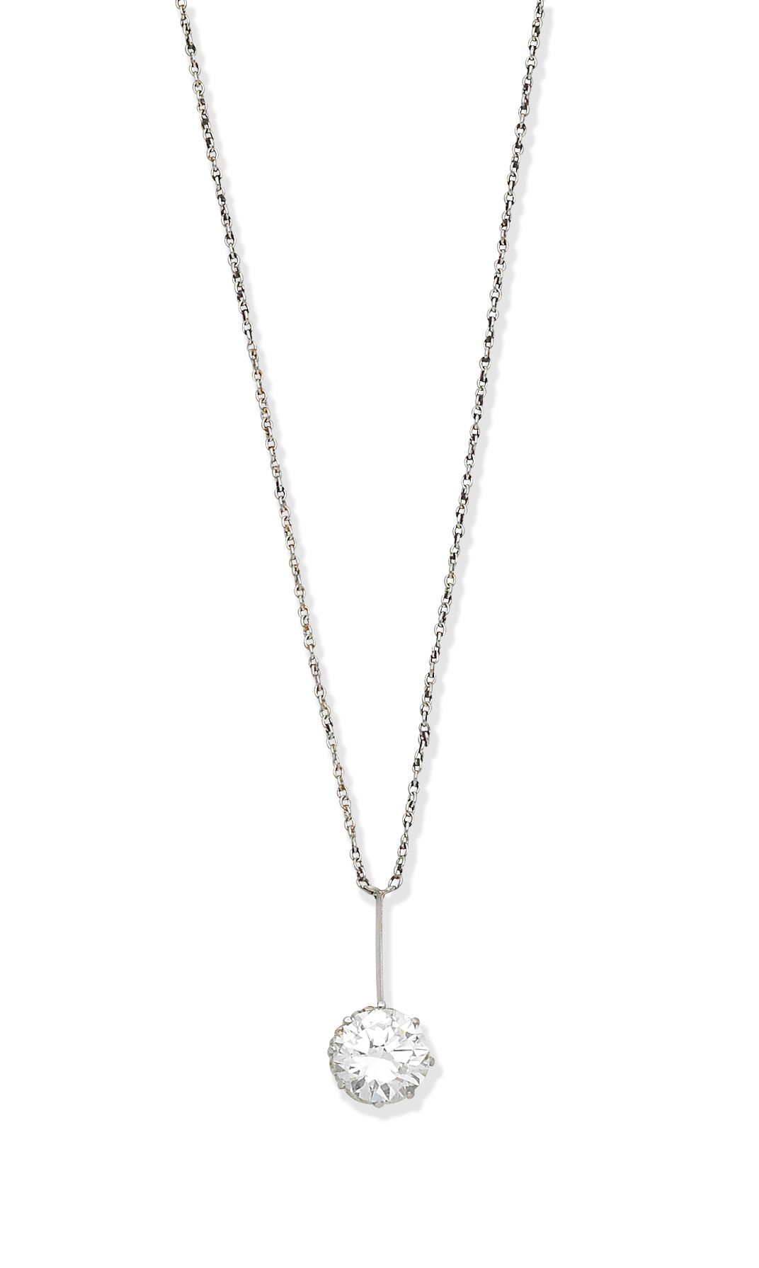 Bonhams : A diamond single-stone pendant necklace