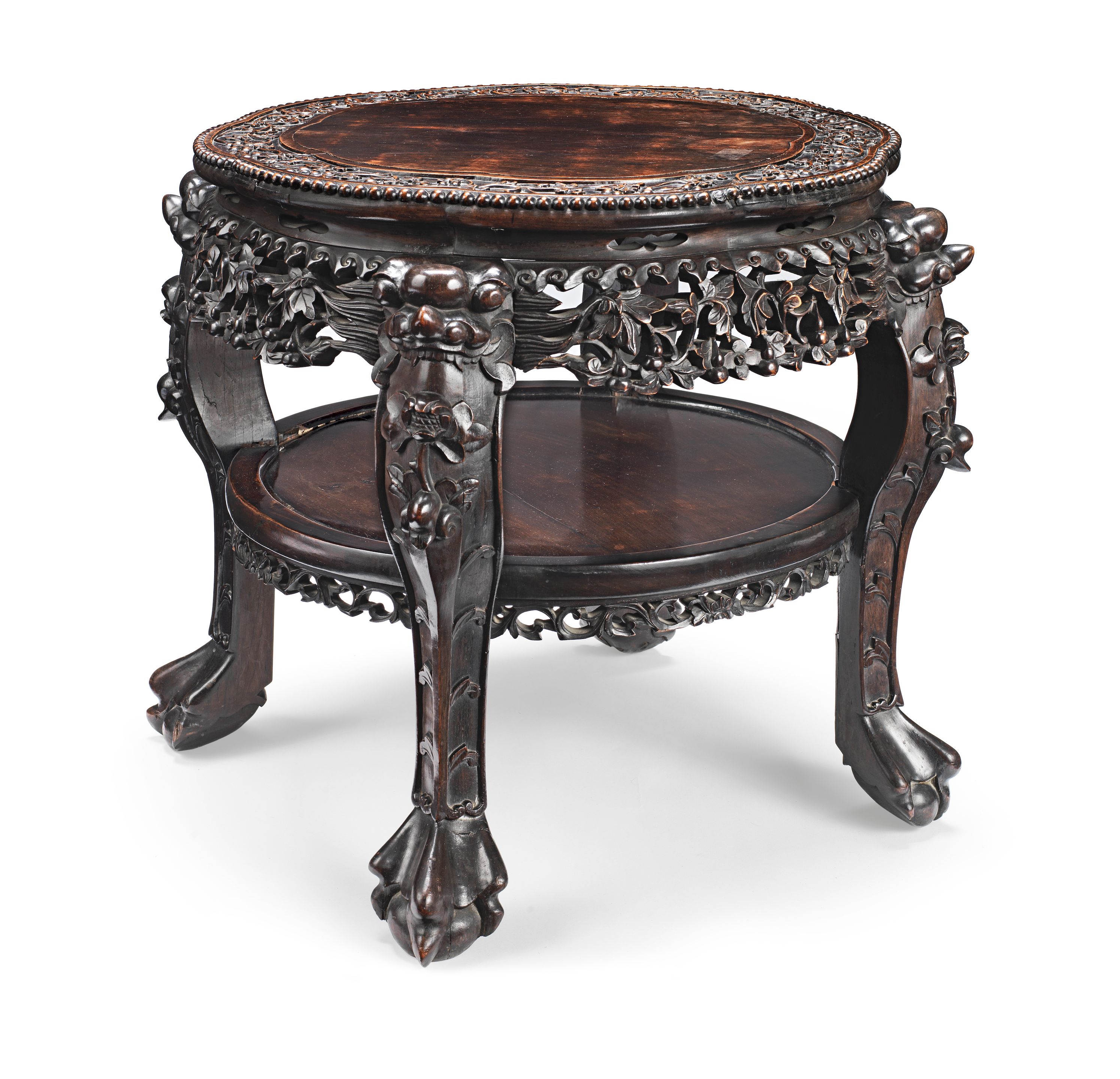 Bonhams : A carved hongmu stand Late Qing Dynasty