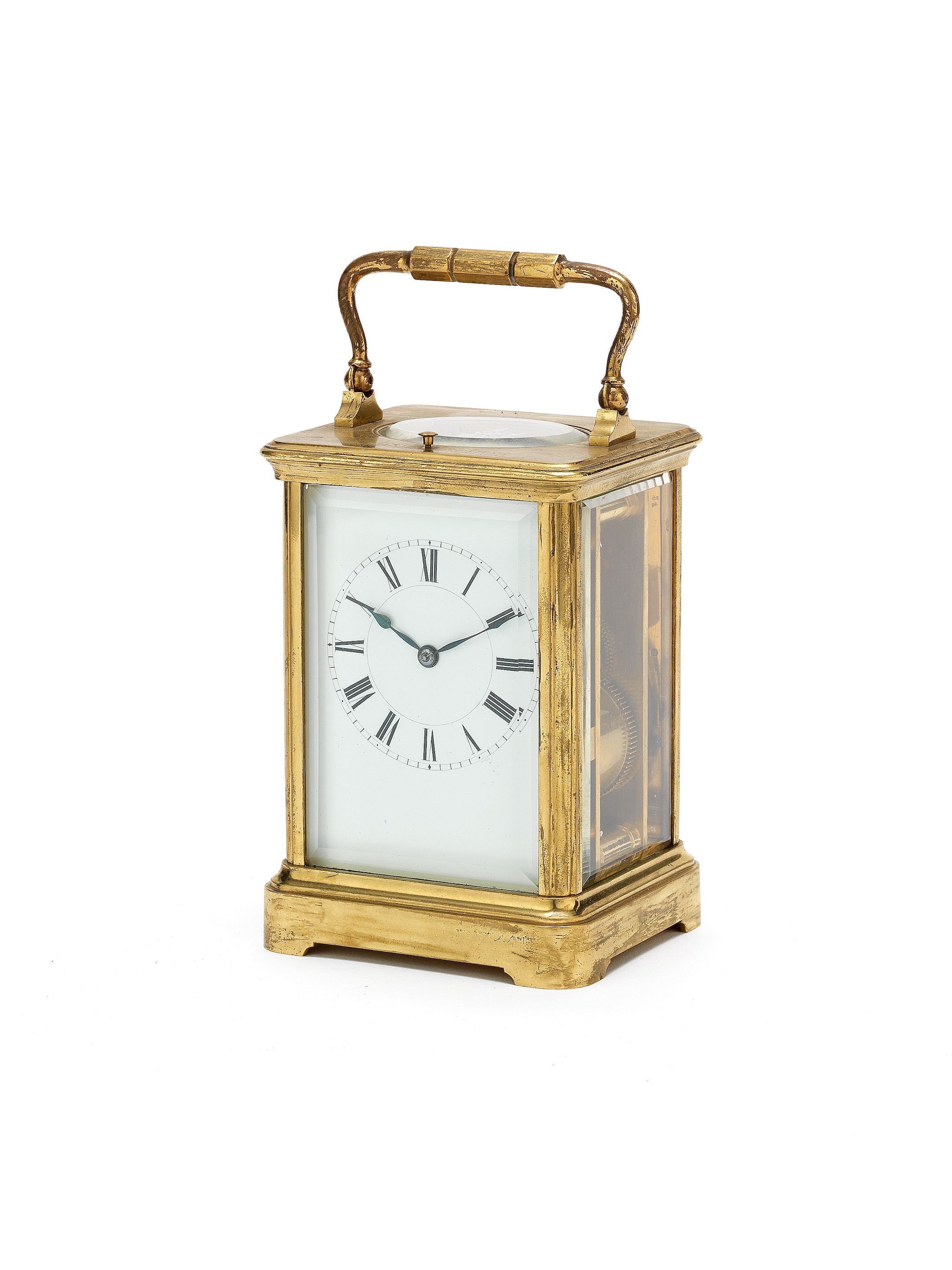 Bonhams : A late 19th century French brass repeating carriage clock by ...