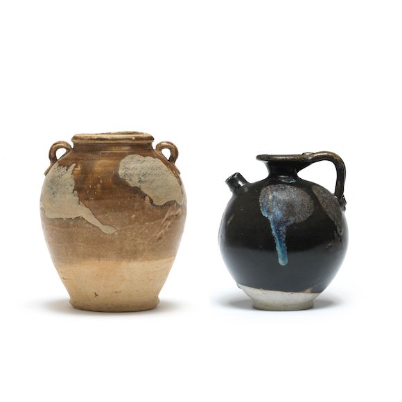 Bonhams : A PHOSPHATIC-SPLASHED BROWN-GLAZED JAR Tang Dynasty