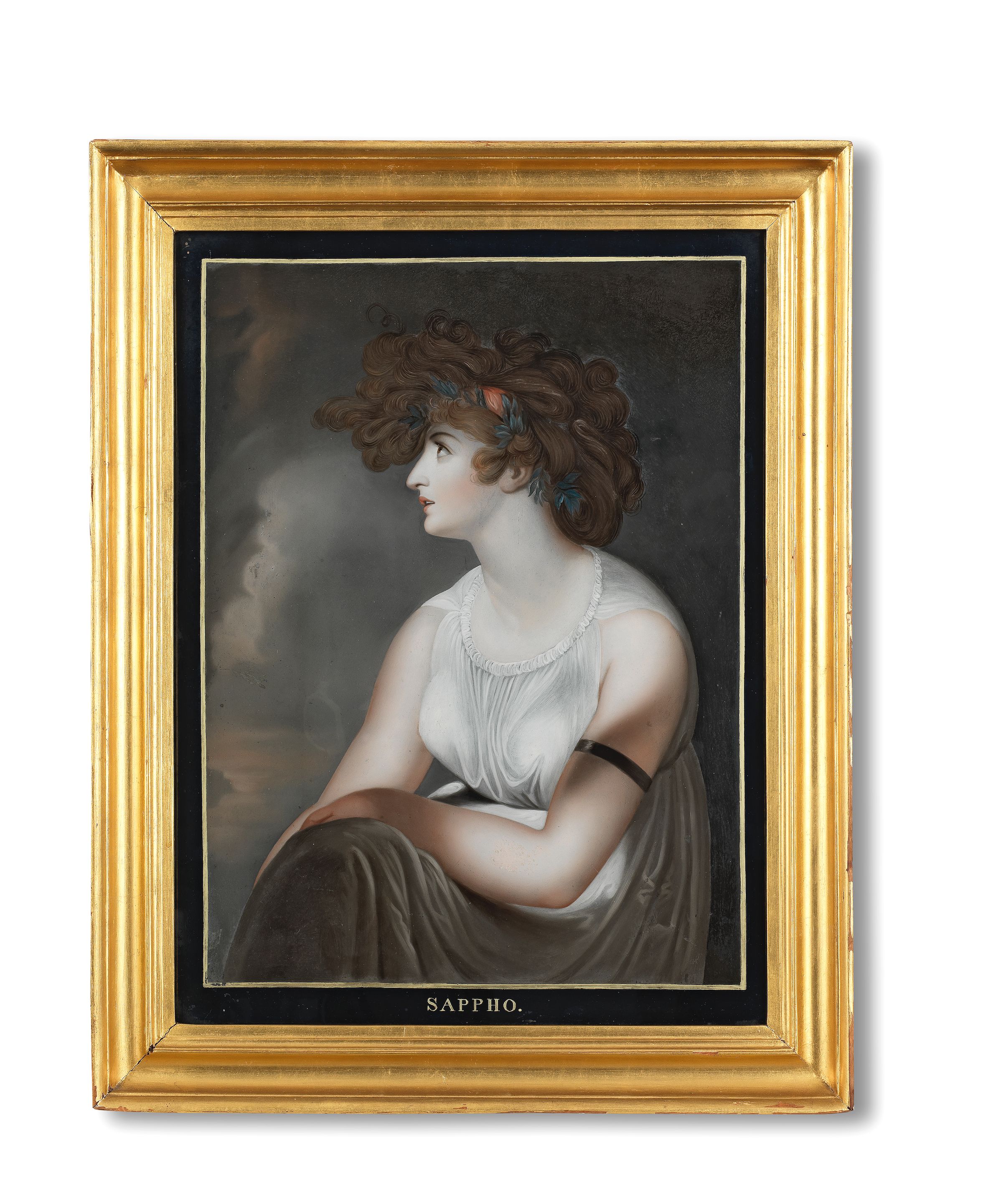 Bonhams : A RARE REVERSE-GLASS PAINTING OF 'SAPPHO' Circa 1810