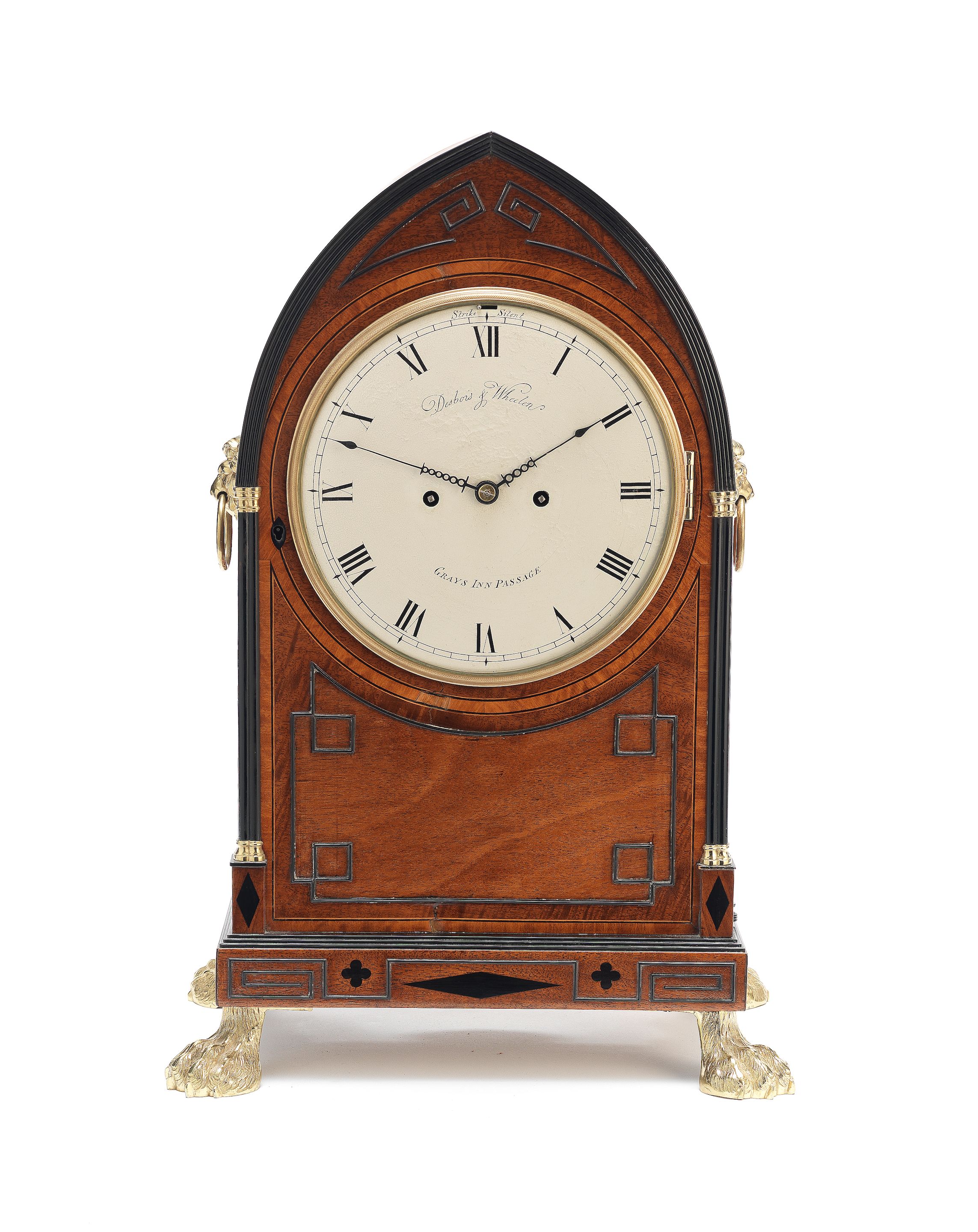 Bonhams : A Regency satinwood-banded mahogany bracket clock Desbois and ...