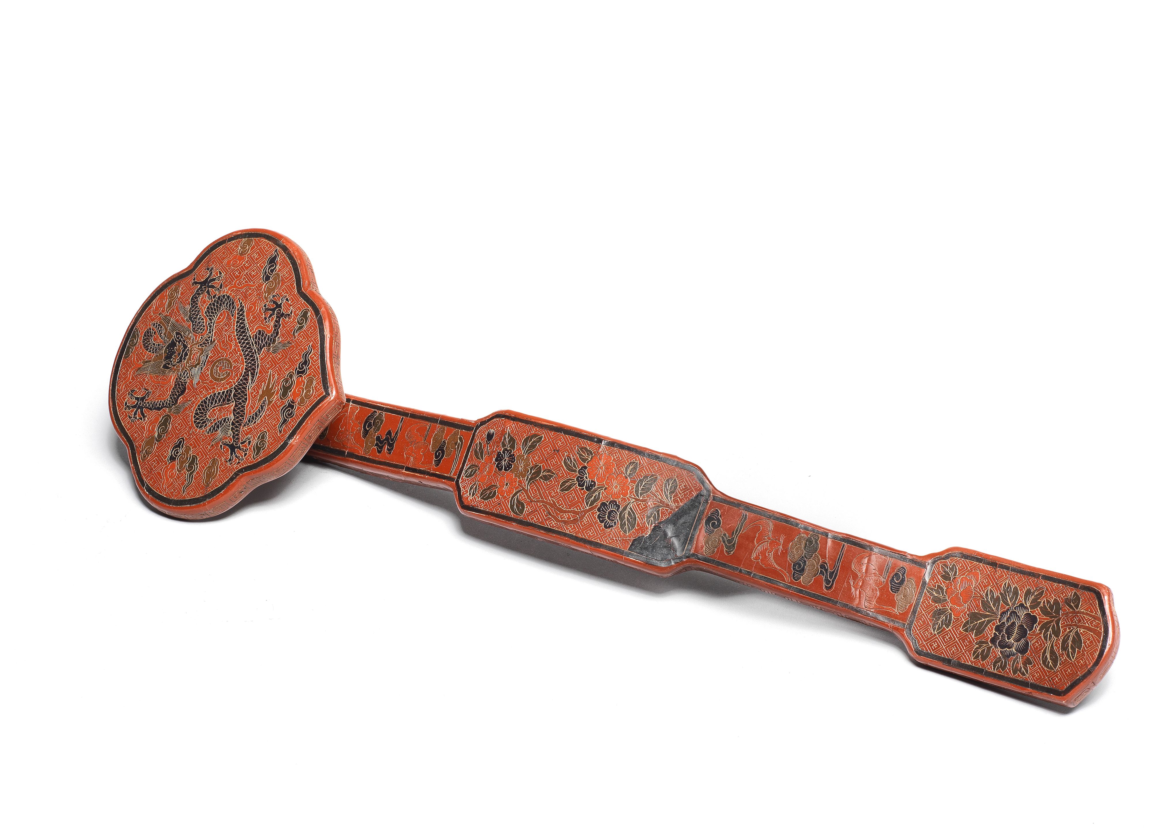 Bonhams : A RARE QIANJIN AND TIANQI LACQUER RUYI SCEPTRE 18th century