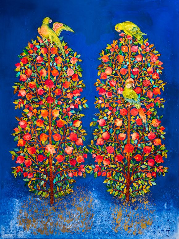 Bonhams : Ladan Boroujerdi (Iran) Trees of Life with Pomegranates