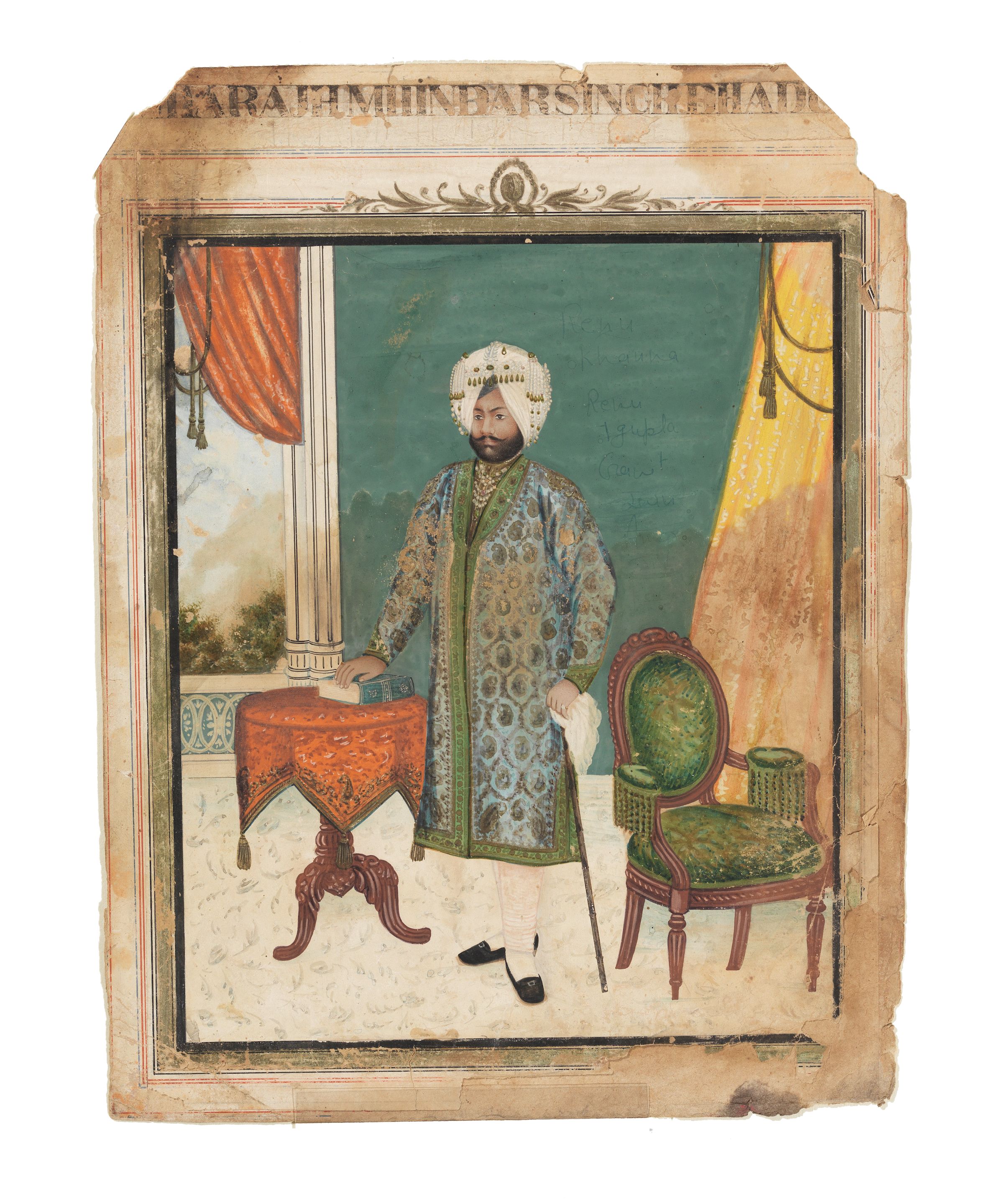 Bonhams : Maharajah Mahinder Singh of Patiala (reg. 1862-76) standing ...