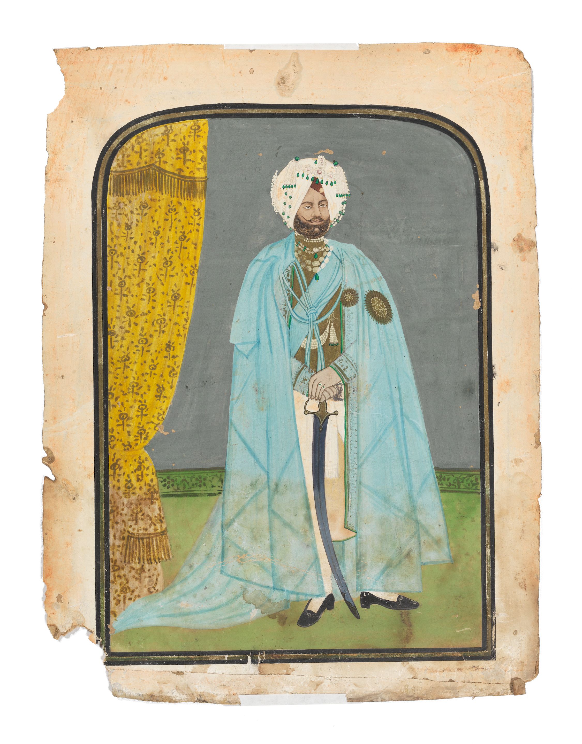 Bonhams : Maharajah Mahinder Singh of Patiala (reg. 1862-76) standing ...