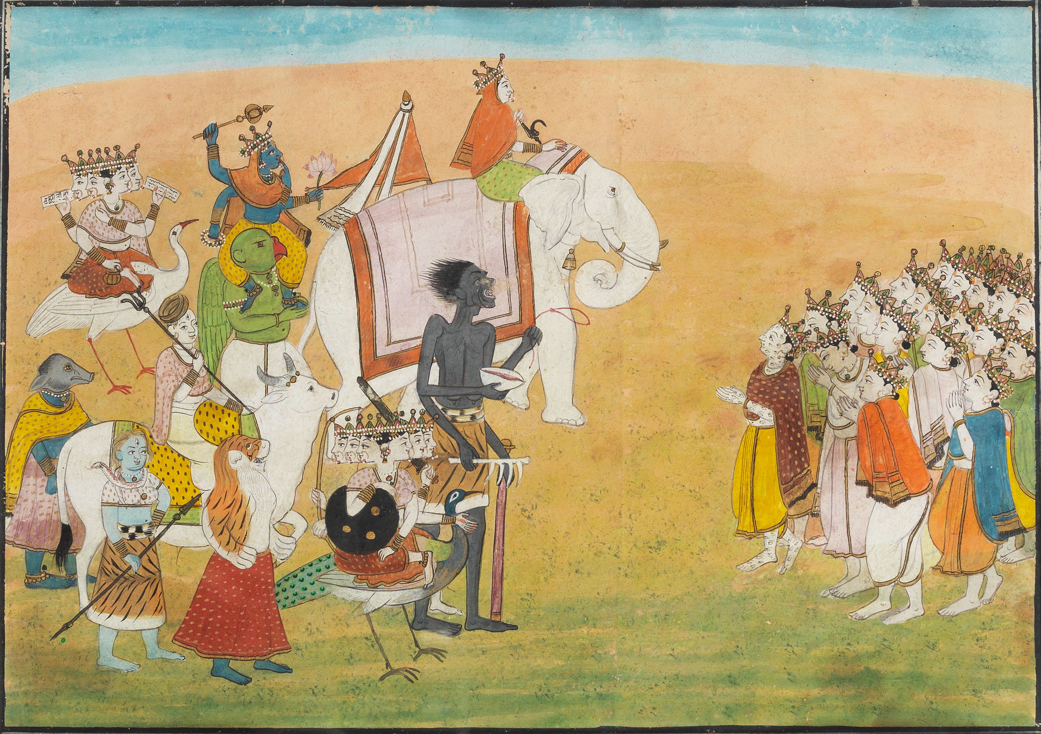 Bonhams : A scene from the Devi Mahatmya, depicting the goddess Ambika ...