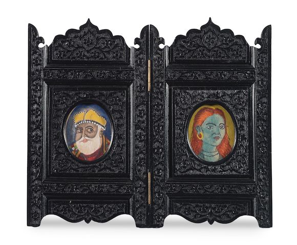 Bonhams : Two small paintings depicting Guru Nanak, and his son Baba ...