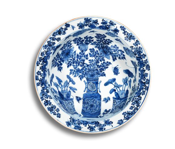 Bonhams : A RARE BLUE AND WHITE BASIN Chenghua six-character mark ...