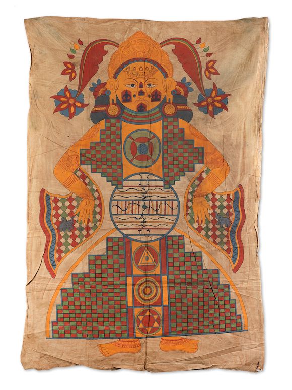 Bonhams : A large Jain cosmological diagram (lokapurusha), depicting ...