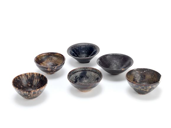 Bonhams : A group of six various Jian, Jizhou and Henan ware bowls Song ...