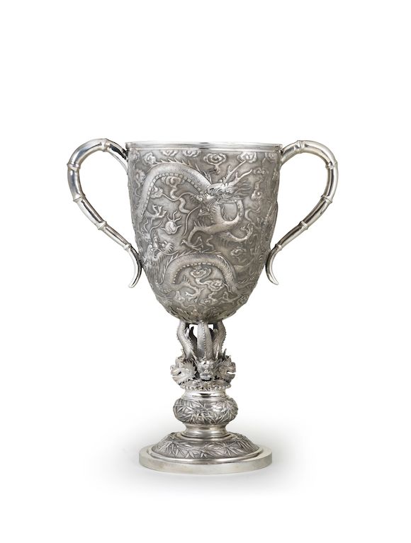 Bonhams : A large Chinese export silver 'dragon' trophy WH Xiechang 90 ...