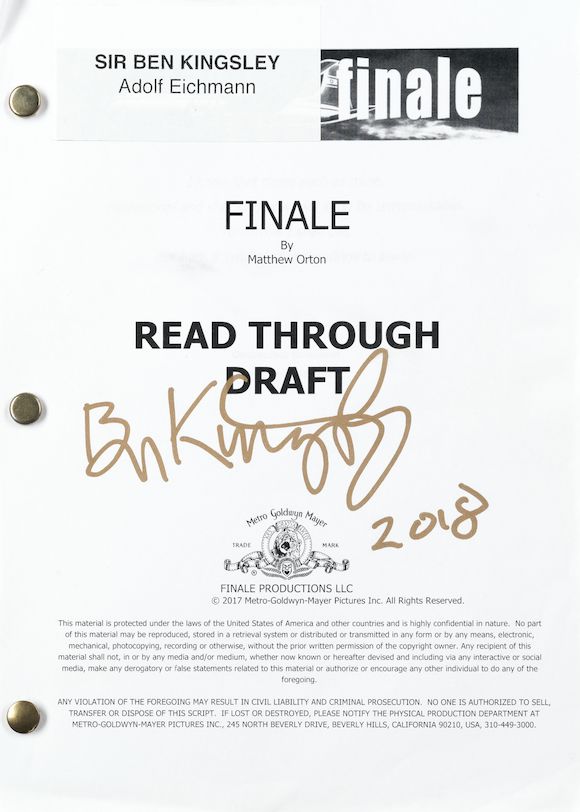 Bonhams : Operation Finale: A read through draft script signed by Sir ...