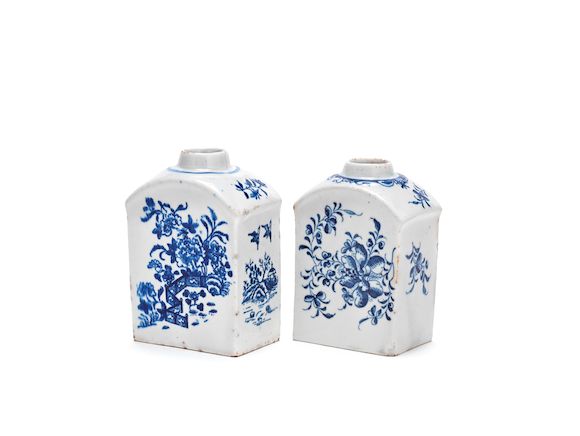 Bonhams : Two Lowestoft tea canisters, circa 1775