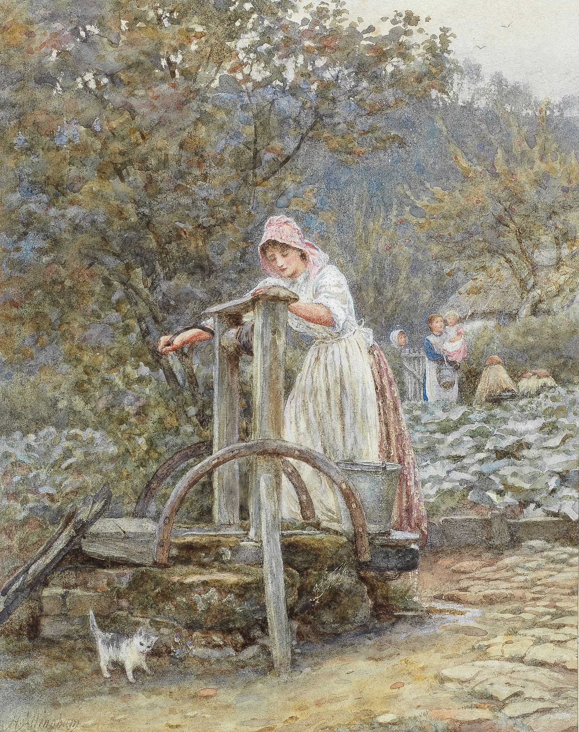 Bonhams : Helen Allingham, RWS (British, 1848-1926) Fetching water
