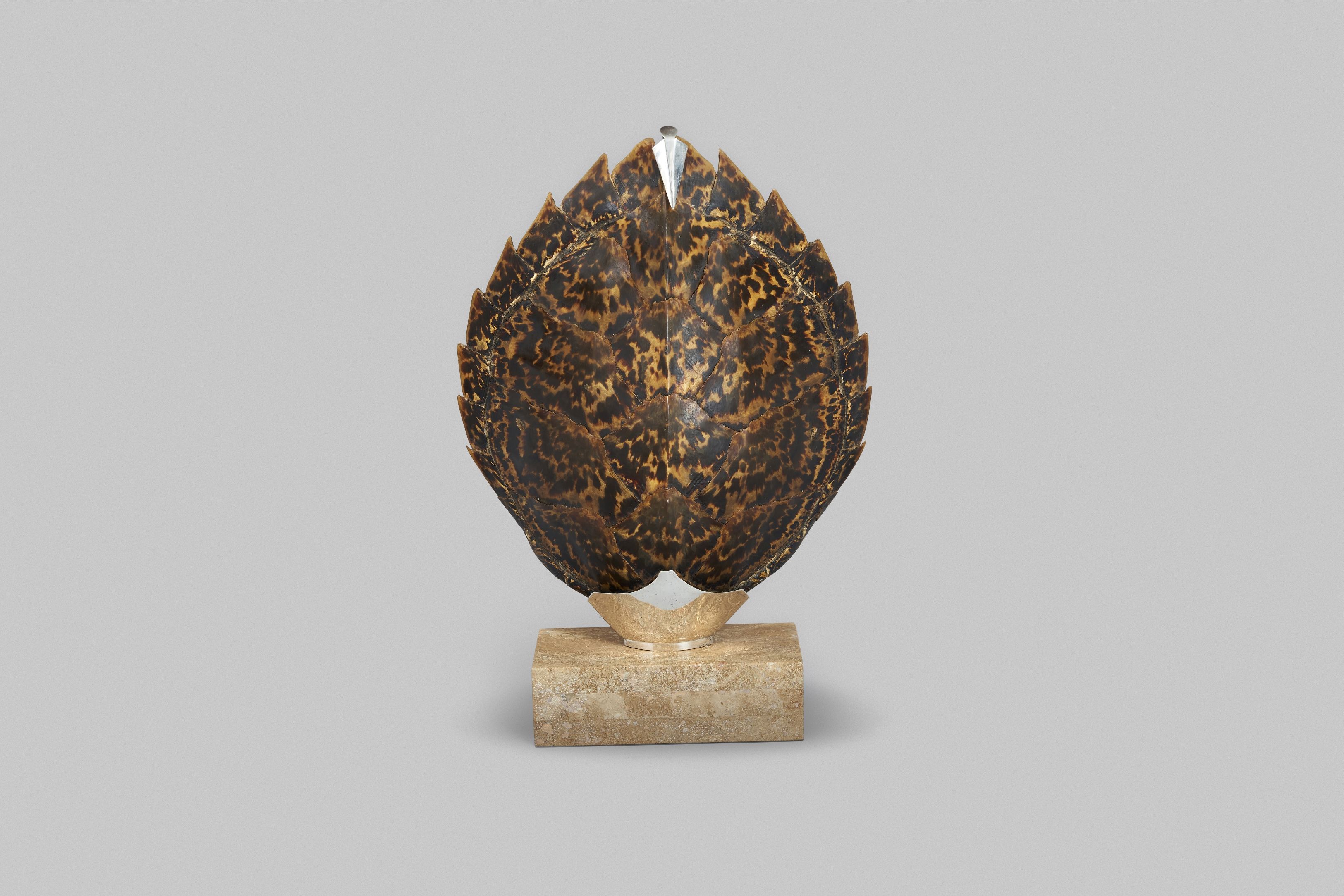 Bonhams : A turtle shell mounted by Tony White in silver metal